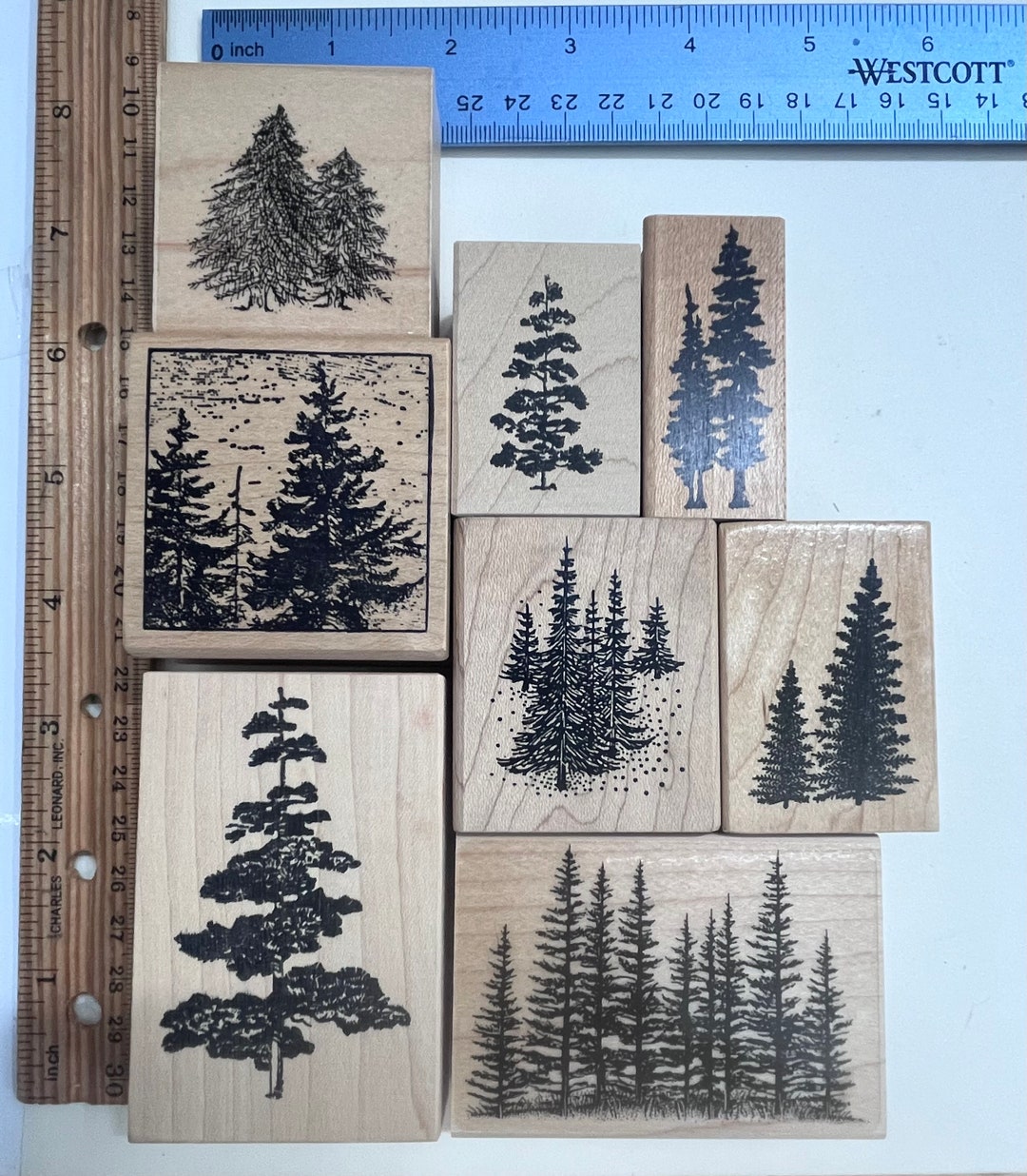 Pine /evergreen Trees Wood Mounted Rubber Stamps Vintage - Etsy