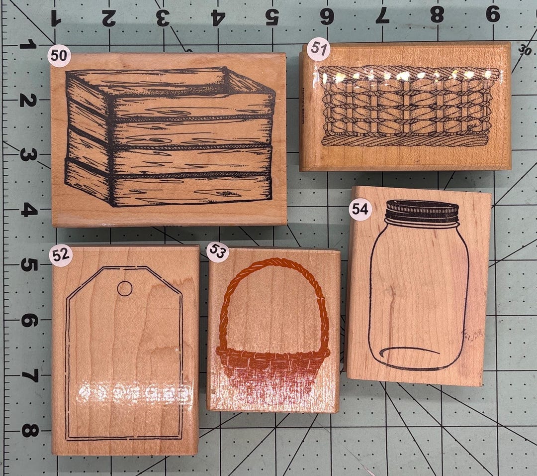 Containers Mason Jar Basket Wood Mounted Rubber Stamps Vintage - Etsy