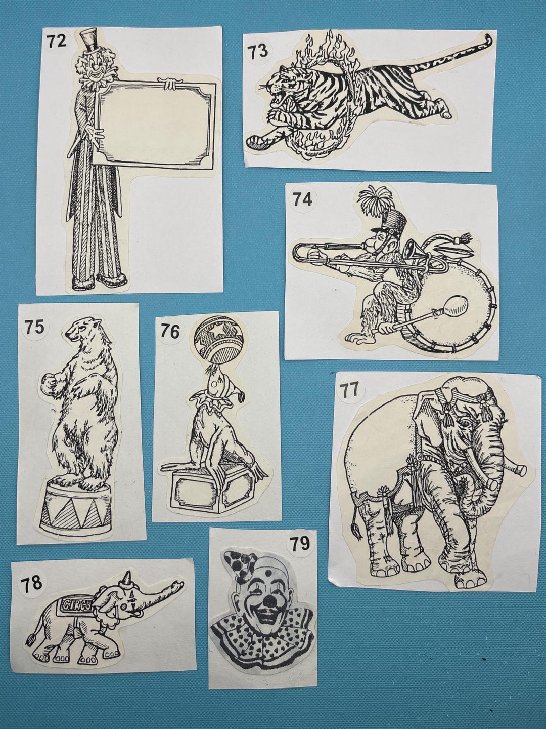 Unmounted Circus Clowns Animals Rubber Stamps Rare Vintage Hook and ...