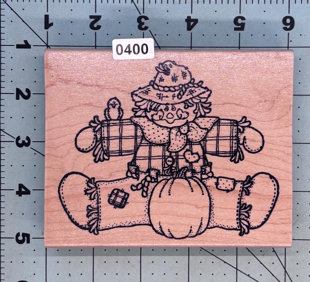 Scarecrow Wood Mounted Rubber Stamp Vintage - Etsy
