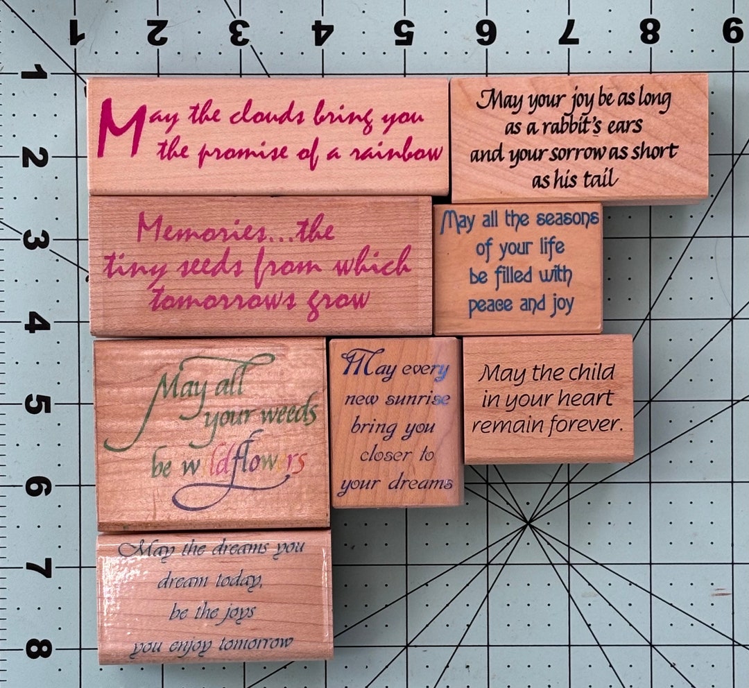 Verbiage Card Sentiments Wood Mounted Rubber Stamps Vintage - Etsy