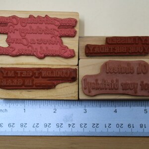 Birthday Belated Verbiage/wording Wood Mounted Rubber Stamps Vintage - Etsy