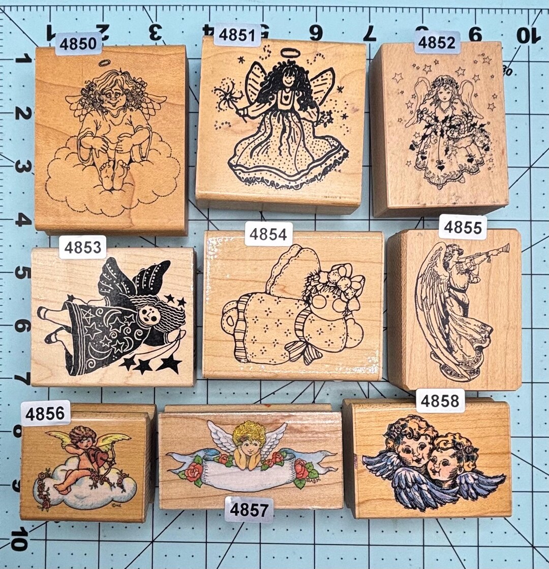 Angel Cherub Cupid Wood Mounted Rubber Stamps Vintage - Etsy