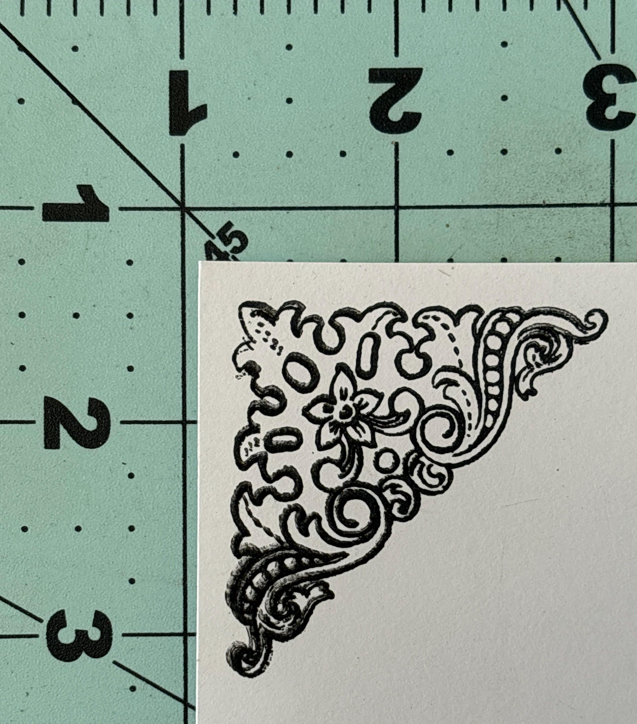 Corner 4 Stamp Square Wood Mounted Rubber Stamp Embossing Arts 1997 ...