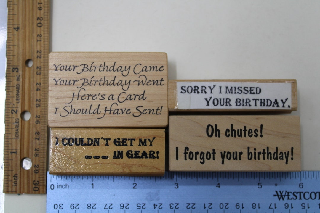 Birthday Belated Verbiage/wording Wood Mounted Rubber Stamps Vintage - Etsy
