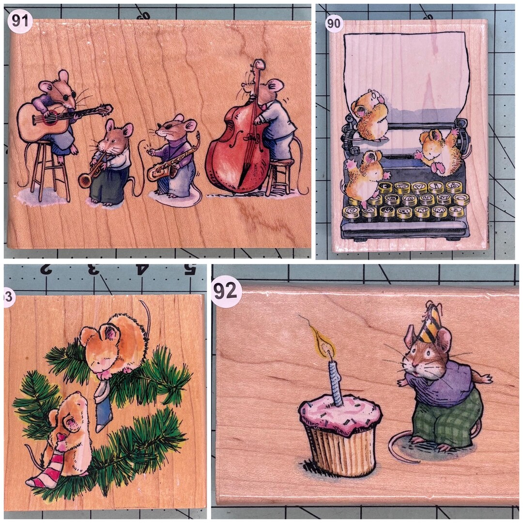 Mice Mouse Wood Mounted Rubber Stamps Vintage - Etsy