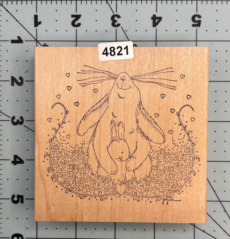 Rabbits Bunny Stamp Vintage Wood Mounted Rubber Stamp - Etsy