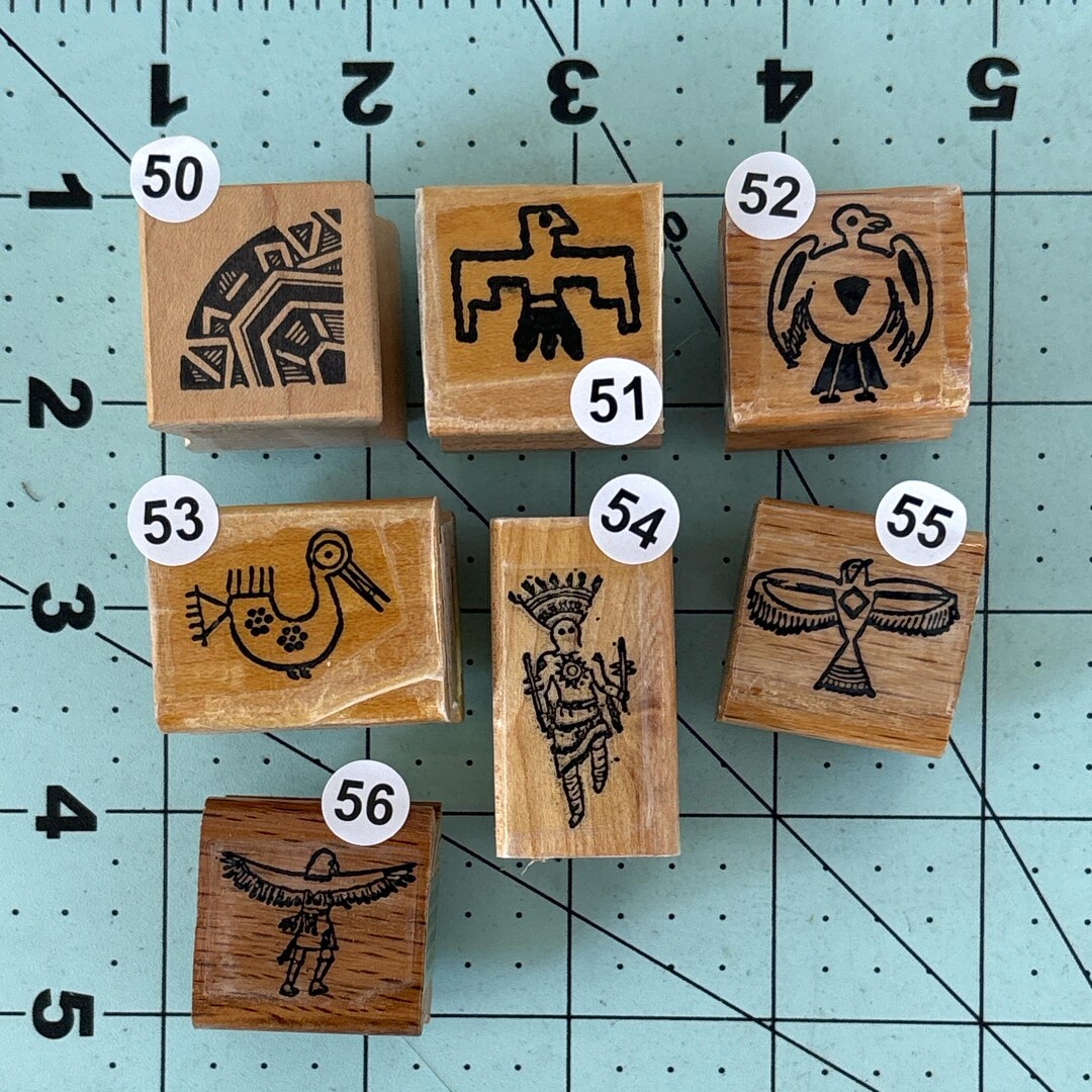 Tribal Aztec Bird Wood Mounted Rubber Stamps Vintage - Etsy