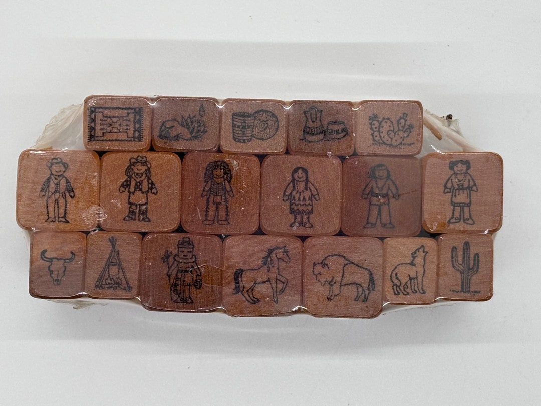 Native American Mini Vintage 1990s Wood Mounted Rubber Stamps Set 18 ...