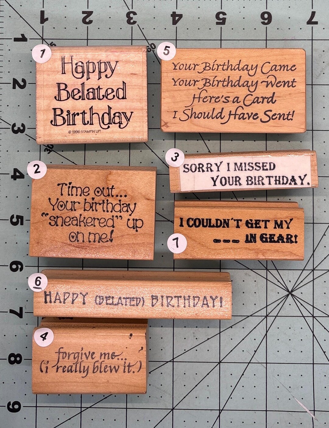 Birthday Belated Verbiage Wording Wood Mounted Rubber Stamps Vintage - Etsy