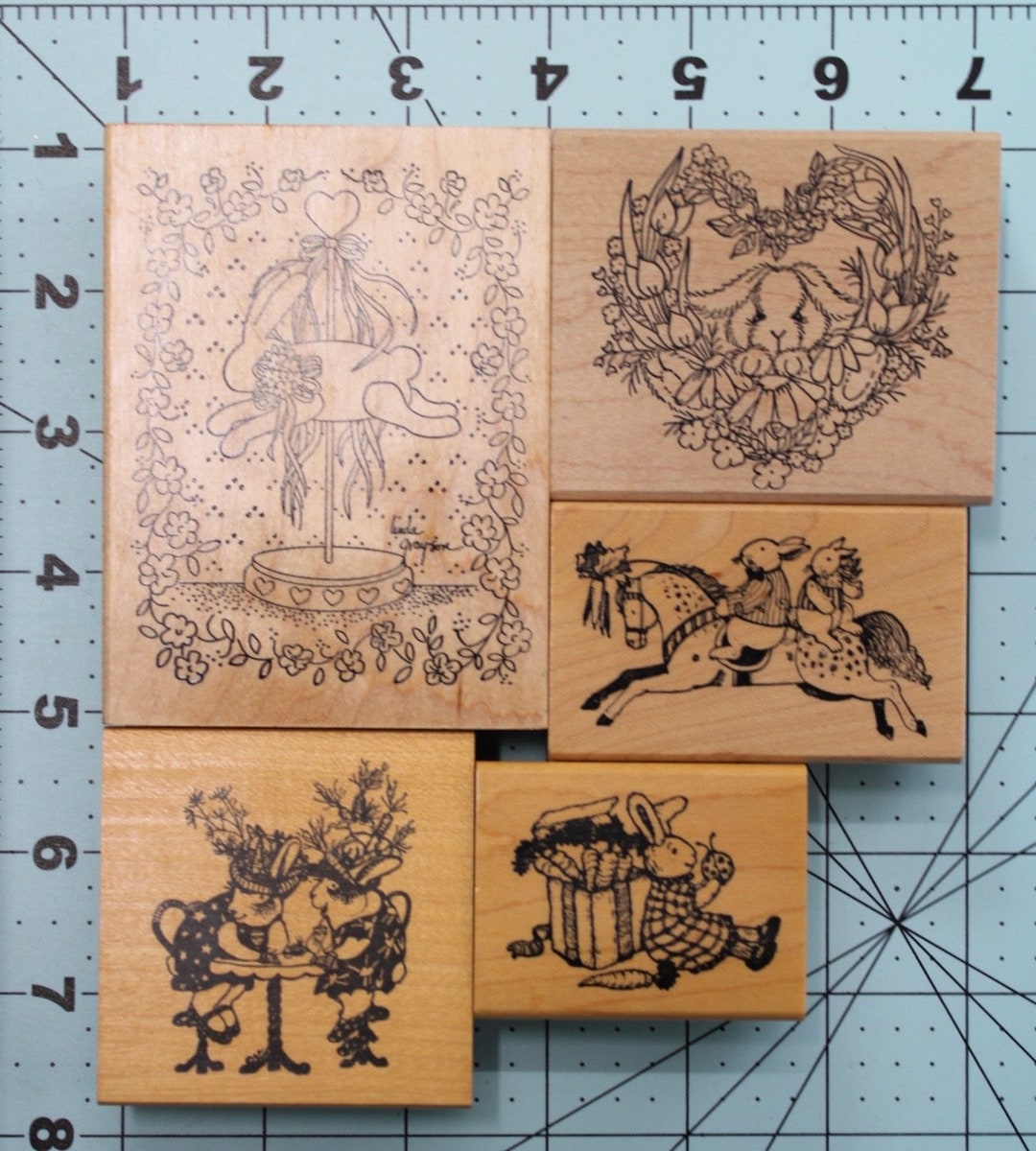 Rabbits /bunny Vintage 1990s Wood Mounted Rubber Stamps - Etsy