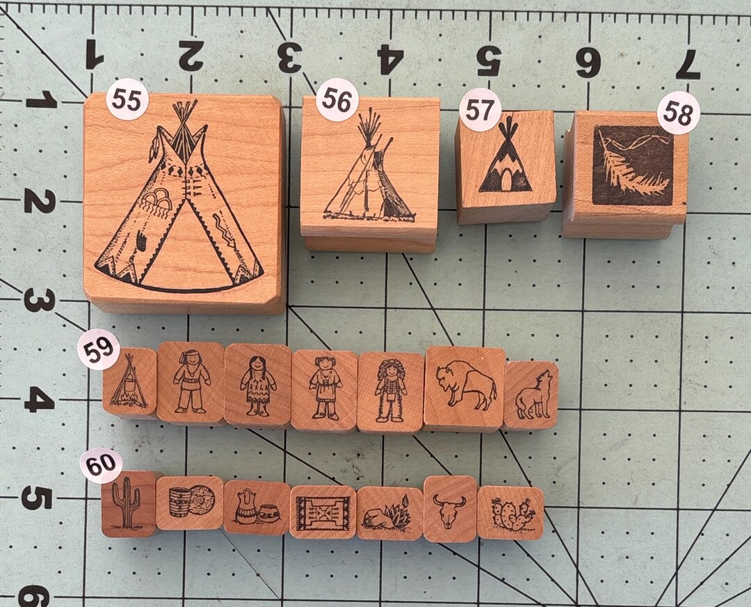 Native American Vintage Wood Mounted Rubber Stamps - Etsy