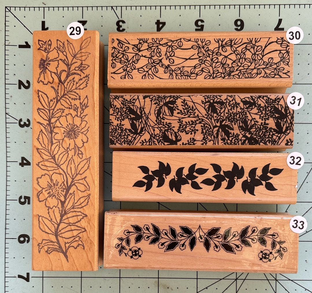 BORDER wood Mounted Rubber Stamps Vintage - Etsy