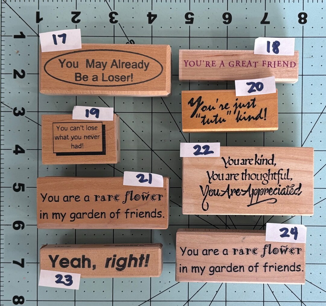 Verbiage Card Sentiments Wood Mounted Rubber Stamps Vintage - Etsy