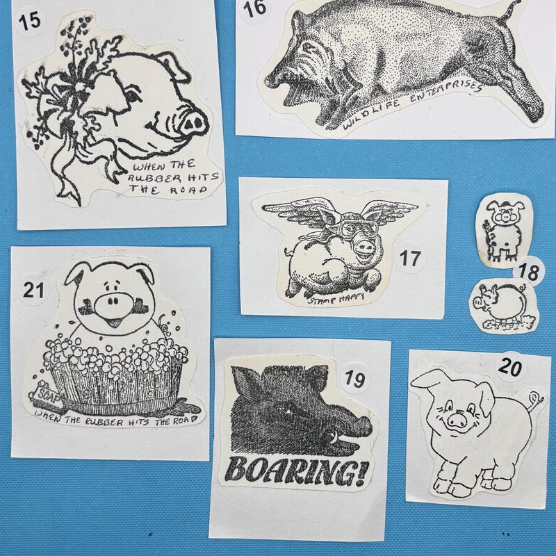 Pig Rubber Stamp - Etsy