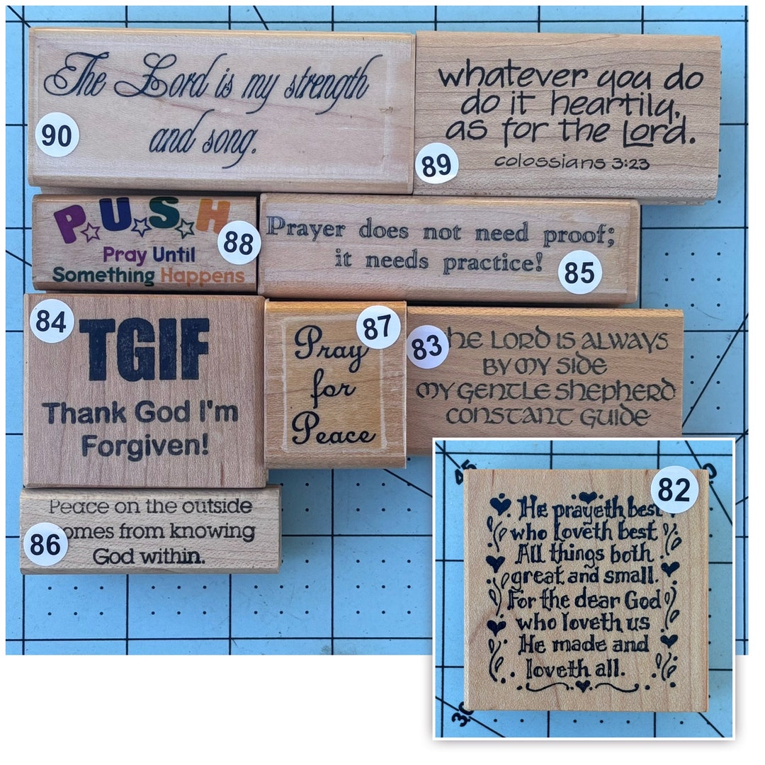 Verbiage Religious Card Sentiments Wood Mounted Rubber Stamps Vintage ...