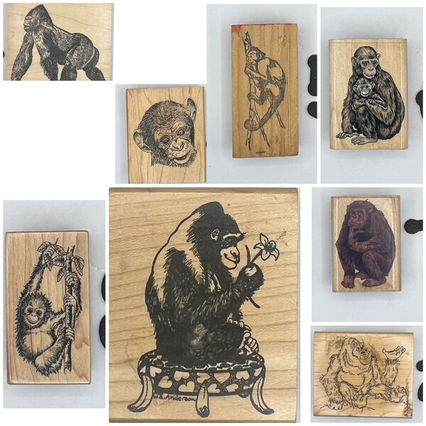 Monkey Rubber Stamps - Etsy