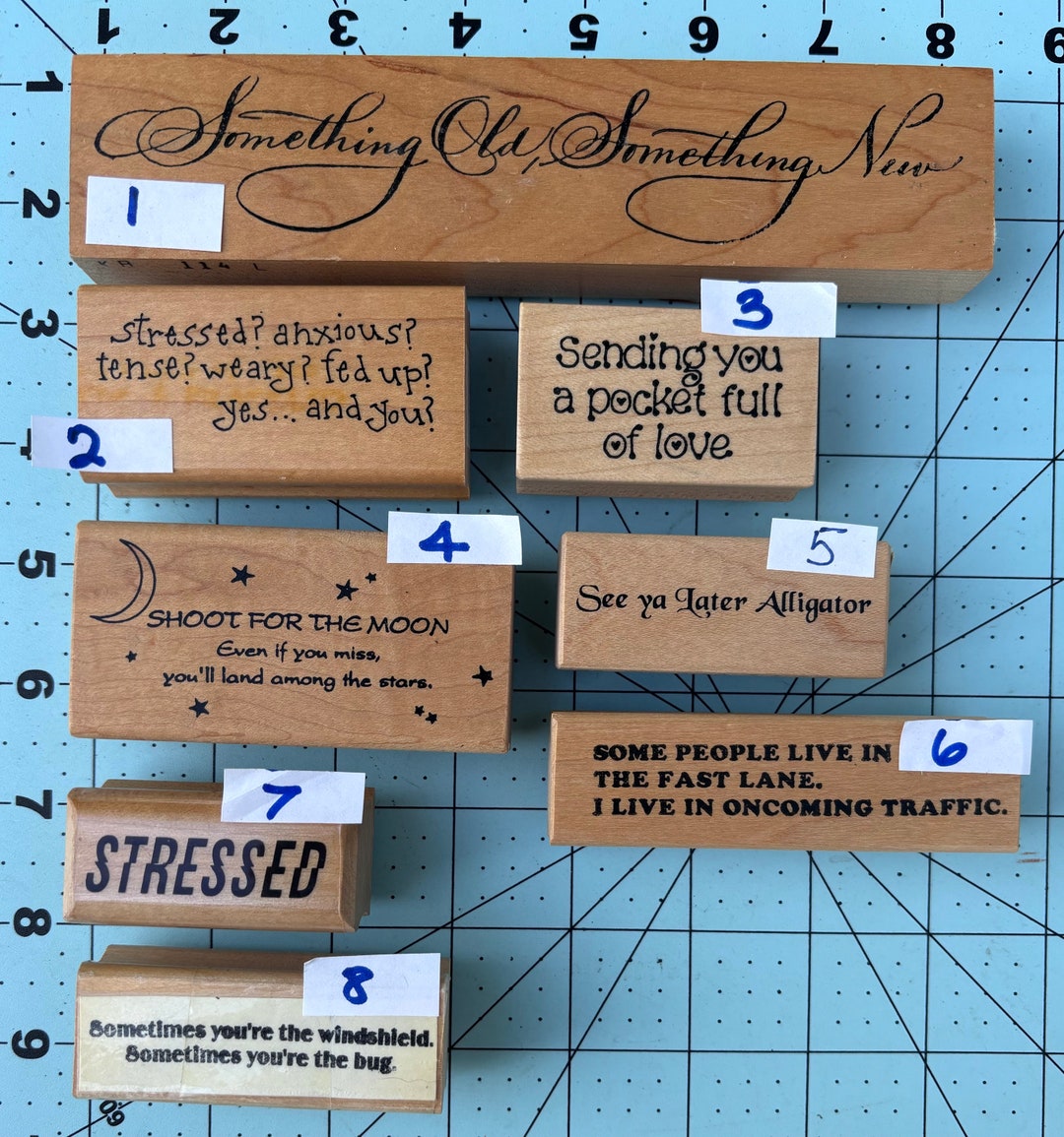 Verbiage Card Sentiments Vintage Wood Mounted Rubber Stamps - Etsy