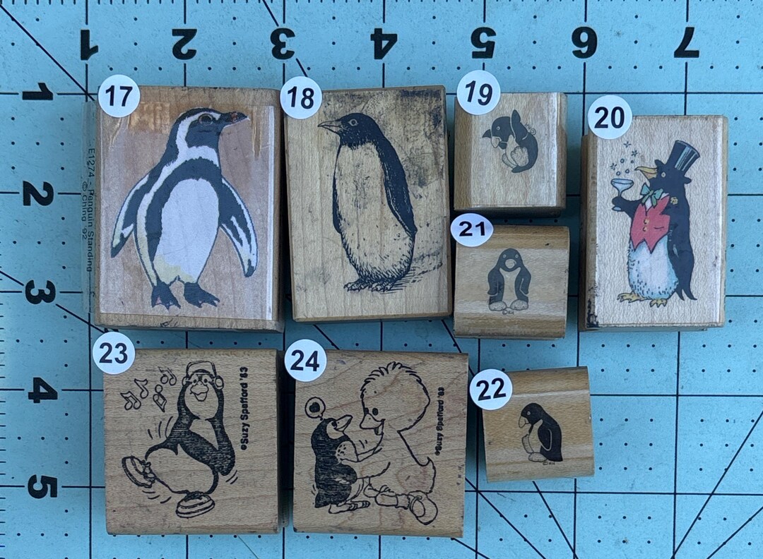 Penguin Vintage Wood Mounted Rubber Stamps - Etsy