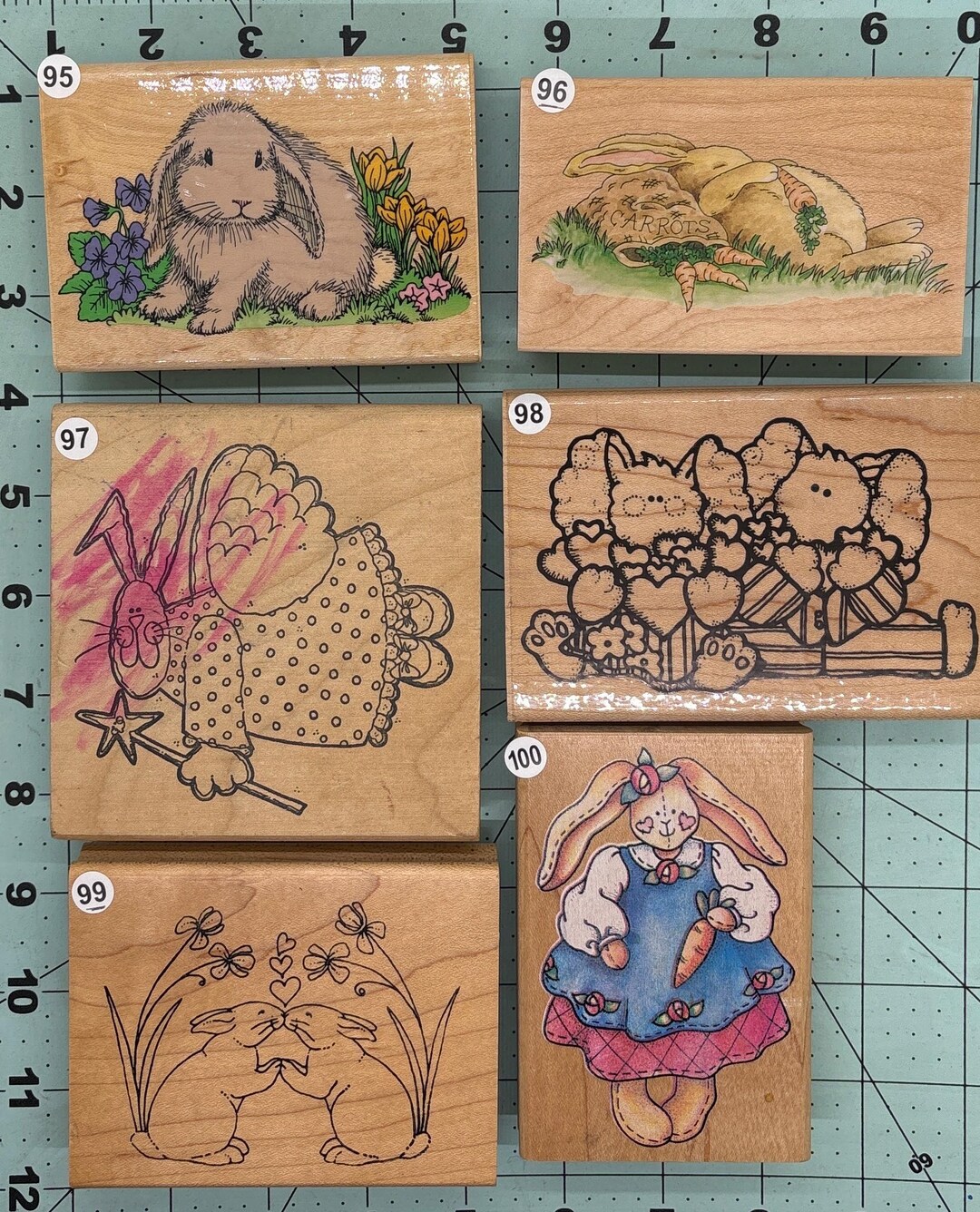 Rabbits Bunnies Easter Wood Mounted Rubber Stamps Vintage - Etsy