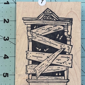 Halloween Scary Eyes Boarded up Window Wood Mounted Rubber Stamp ...