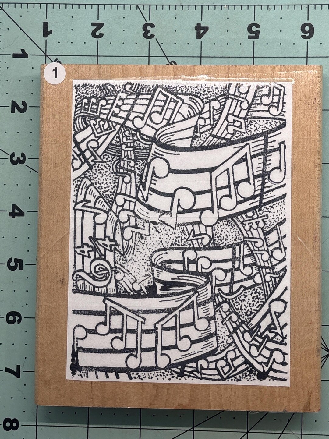 Music Notes Large Card Size Vintage Wood Mounted Runber Stamp - Etsy