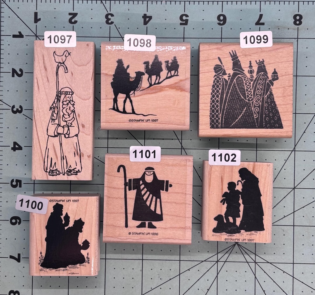 Christmas Religious Faith Nativity Wood Mounted Rubber Stamps Vintage ...