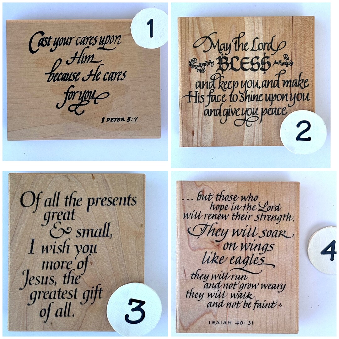 Verbiage Religious Faith God Card Sentiments Wood Mounted Rubber Stamps ...
