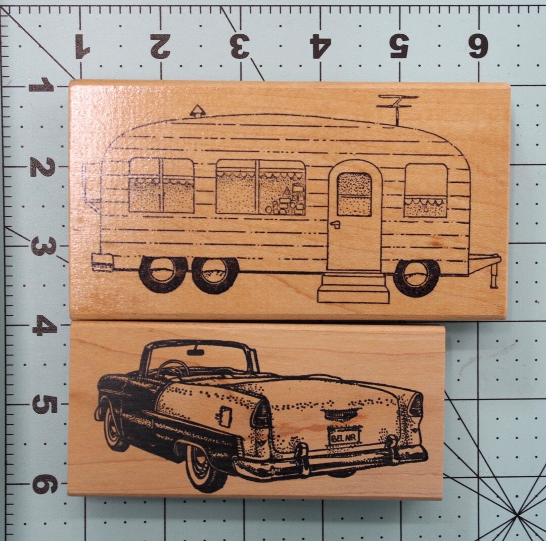 Camper Trailer / 50s Chevy Bel Air Covertible Wood Mounted Rubber ...