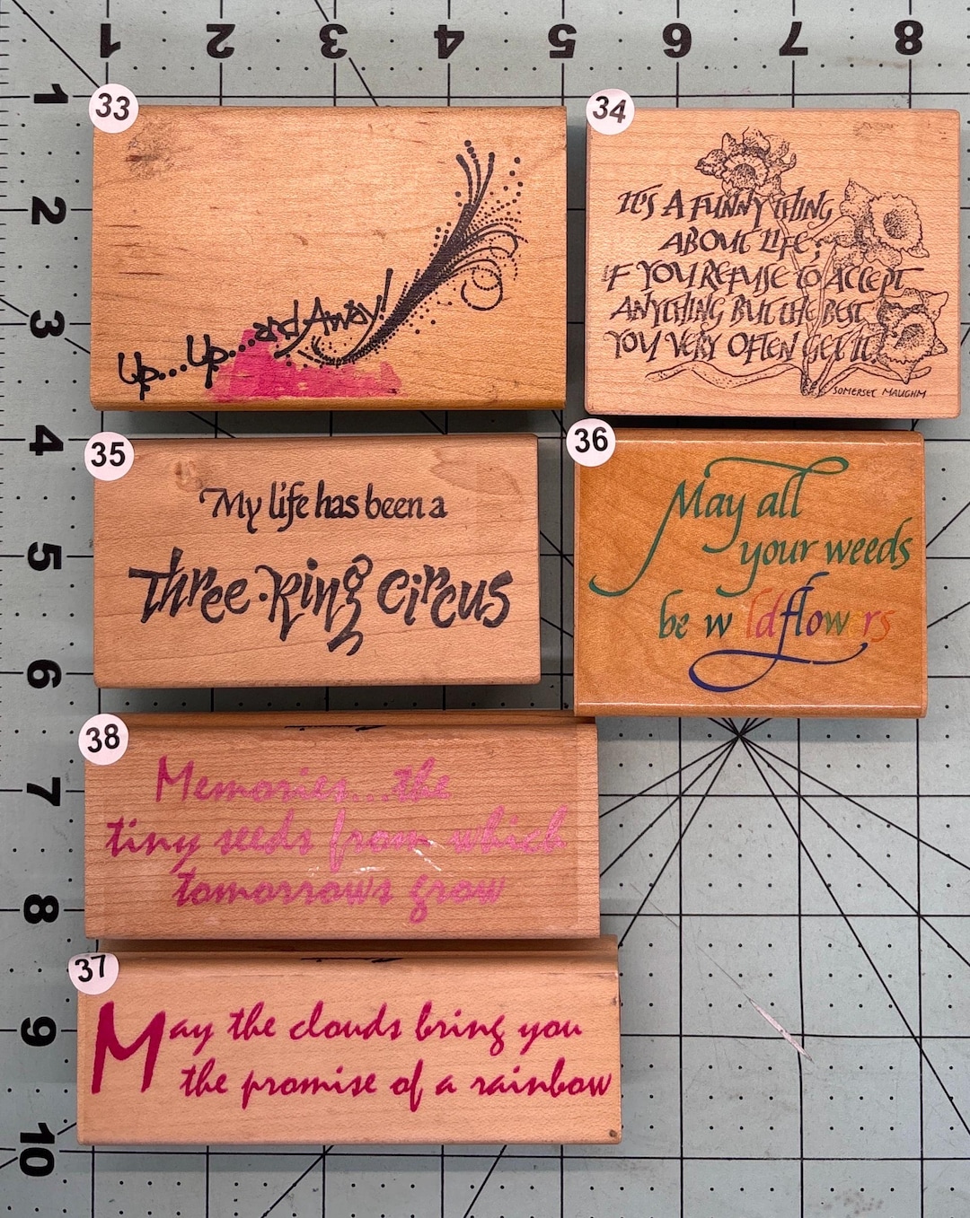 Verbiage Card Sentiments Wood Mounted Rubber Stamps Vintage - Etsy
