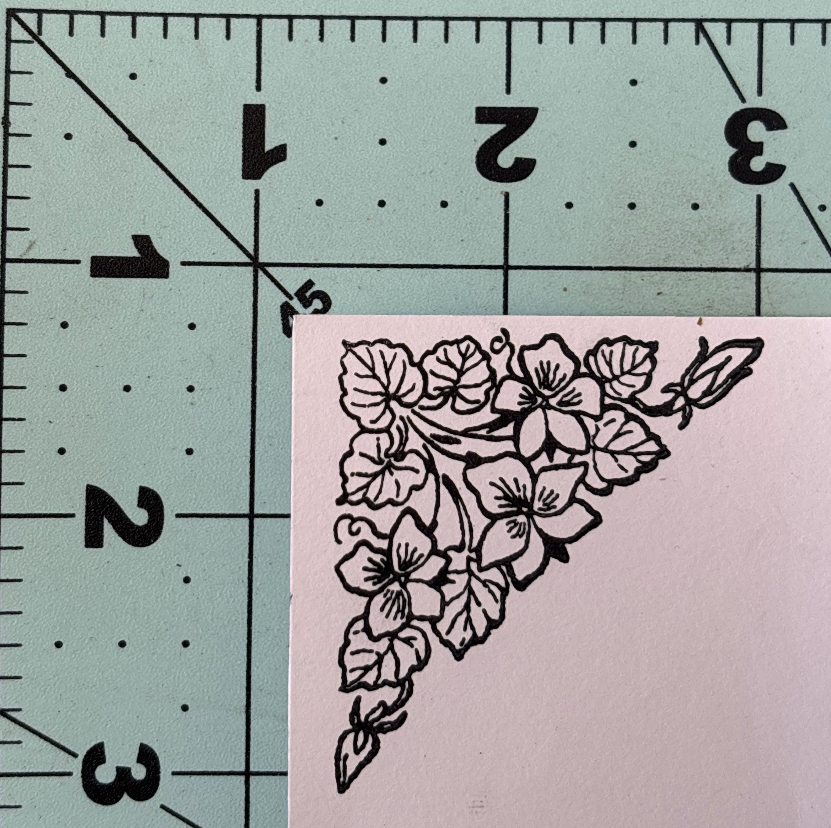 Corner 4 Stamp Square Wood Mounted Rubber Stamp Embossing Arts 1997 ...