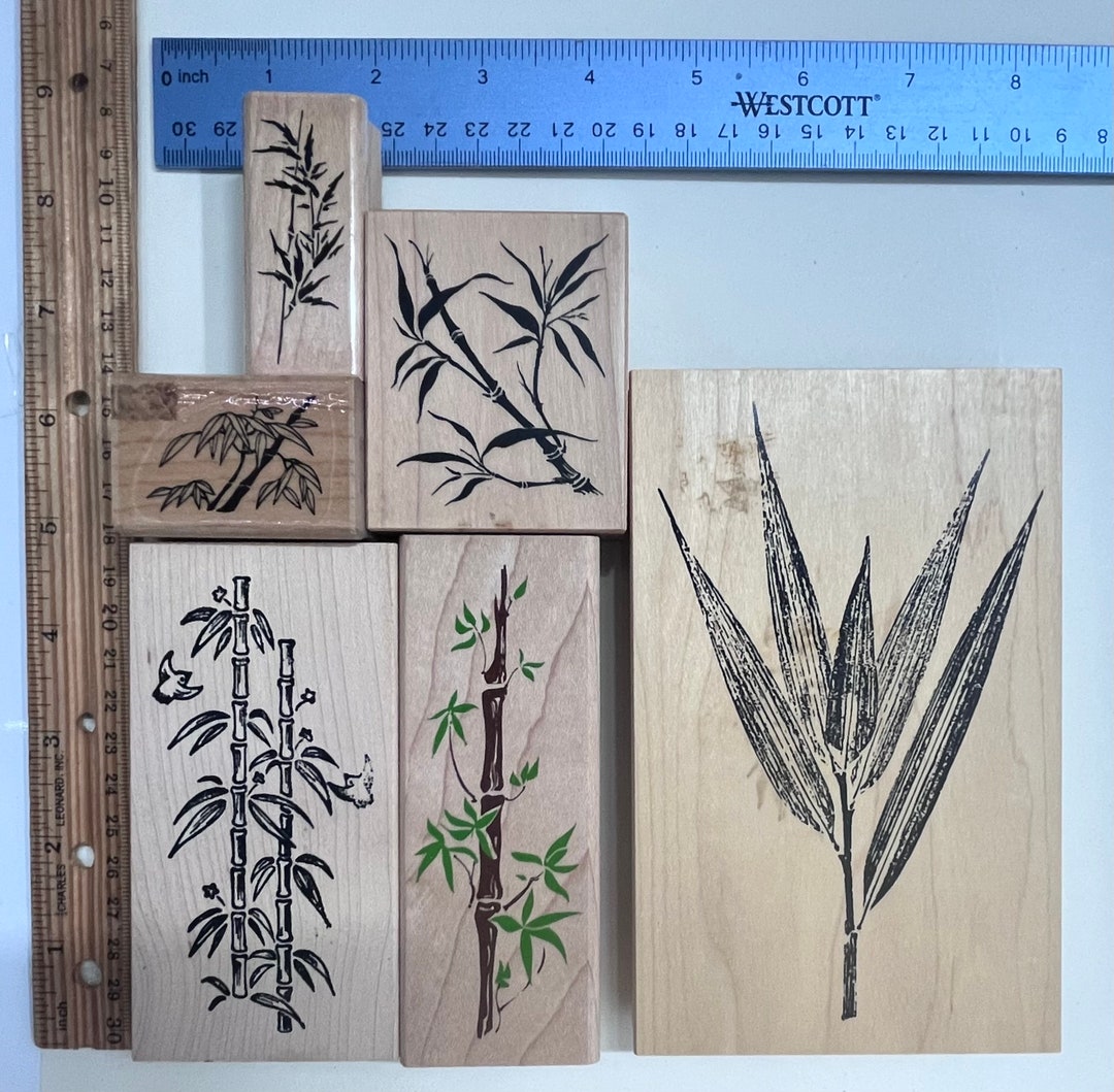 Bamboo Wood Mounted Rubber Stamps Vintage 1990s - Etsy