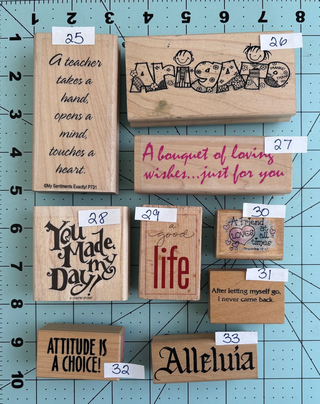 Verbiage Card Sentiments Vintage Wood Mounted Rubber Stamps - Etsy