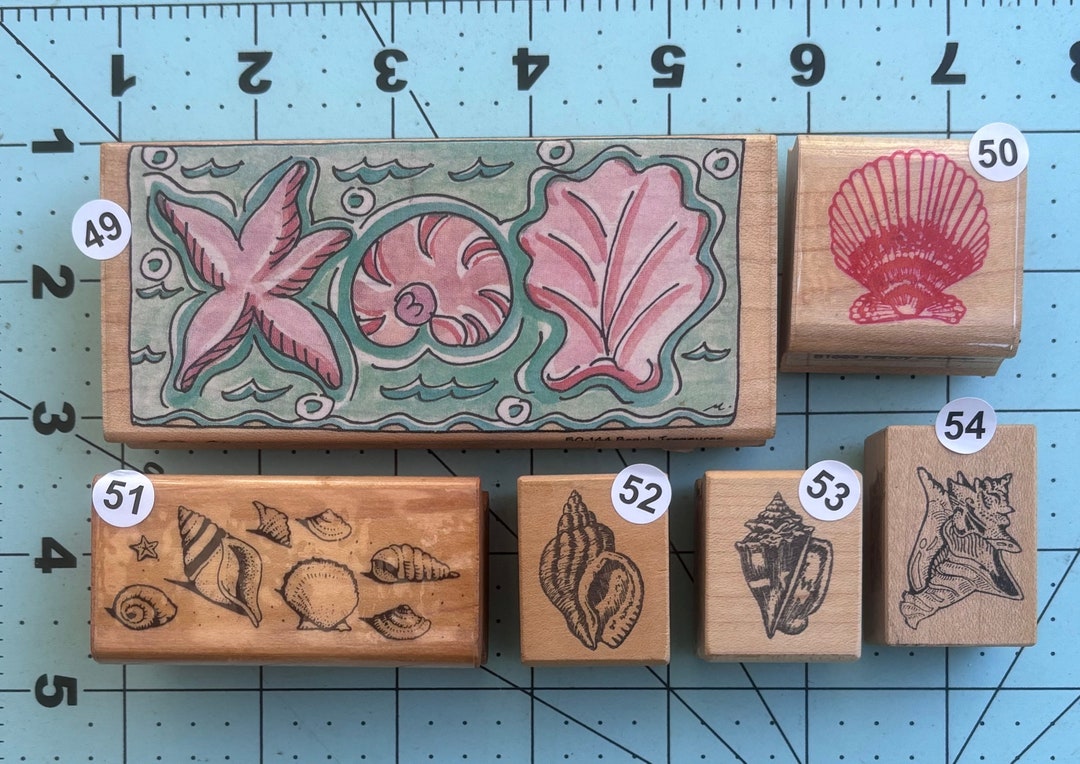 Sea Life / Shells Wood Mounted Rubber Stamps Vintage - Etsy