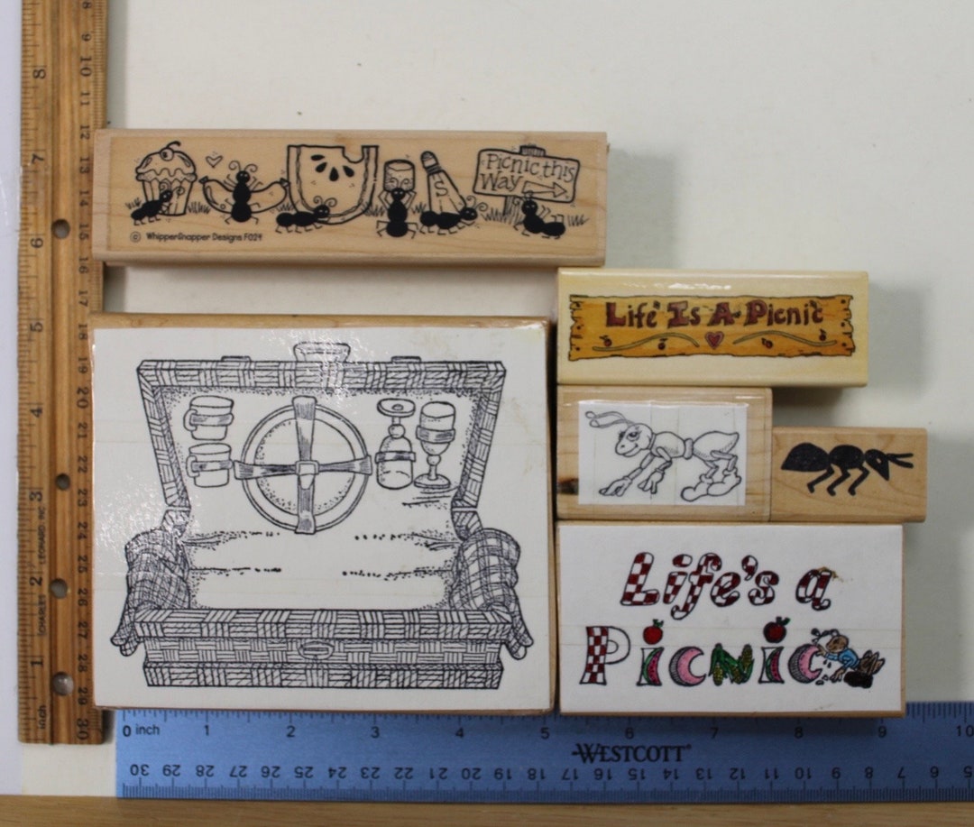 Picnic Ants - Wood Mounted Rubber Stamp- Vintage - Etsy