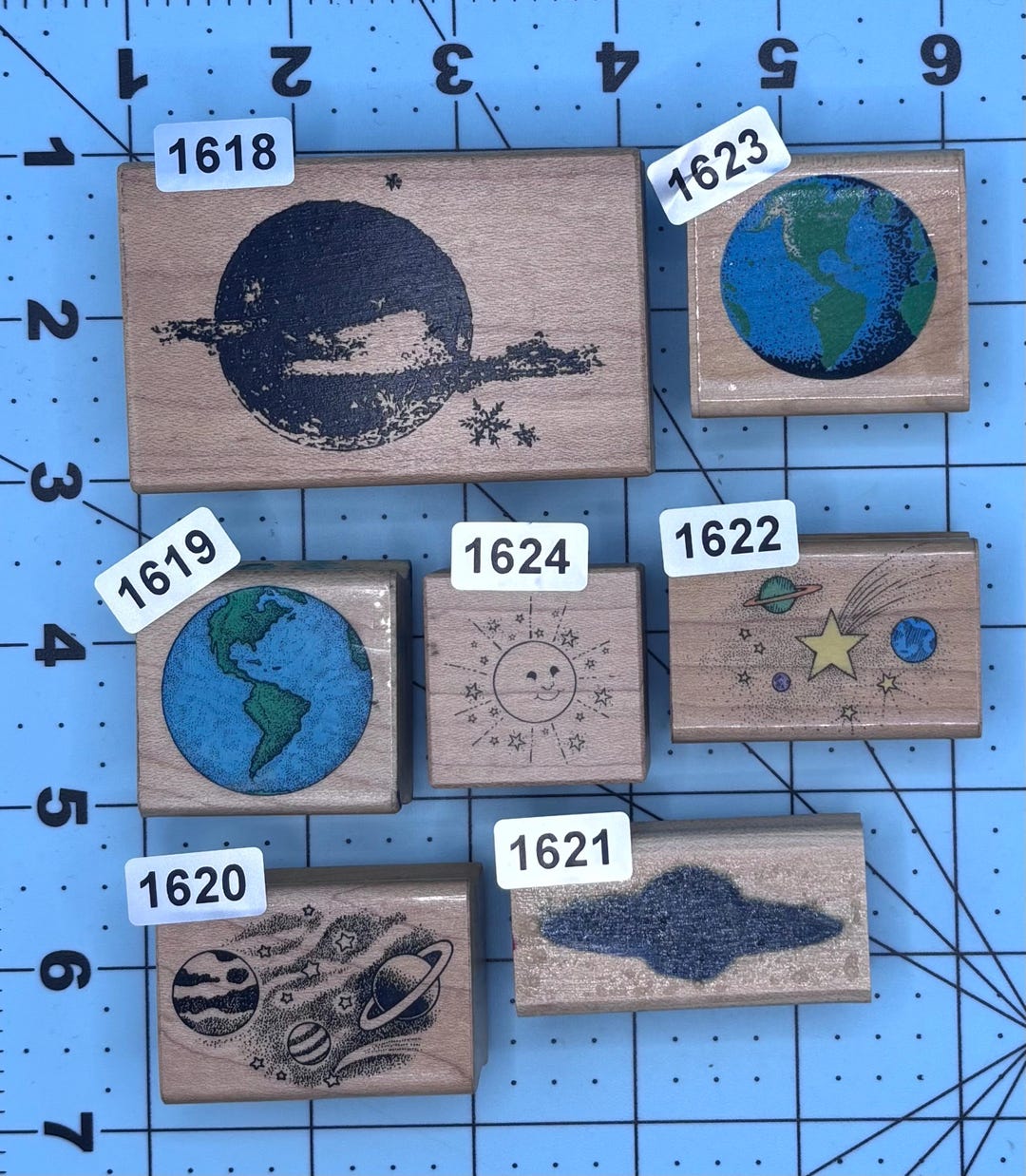 Planets Earth Stars Wood Mounted Rubber Stamps Vintage - Etsy