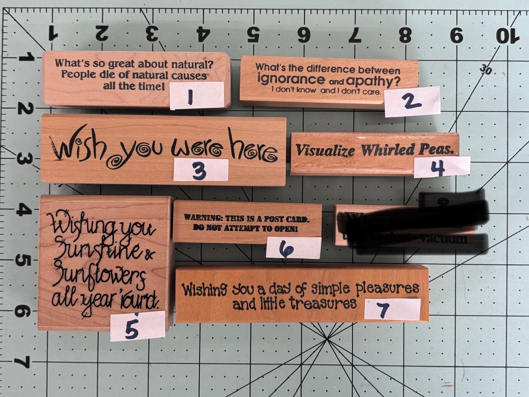 Verbiage Card Sentiments Wood Mounted Rubber Stamps Vintage - Etsy