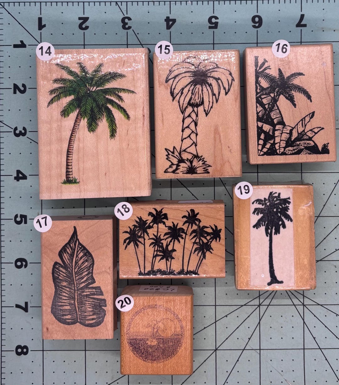 Palm Trees Tropical Leaf Leaves Vintage Wood Mounted Rubber Stamps - Etsy