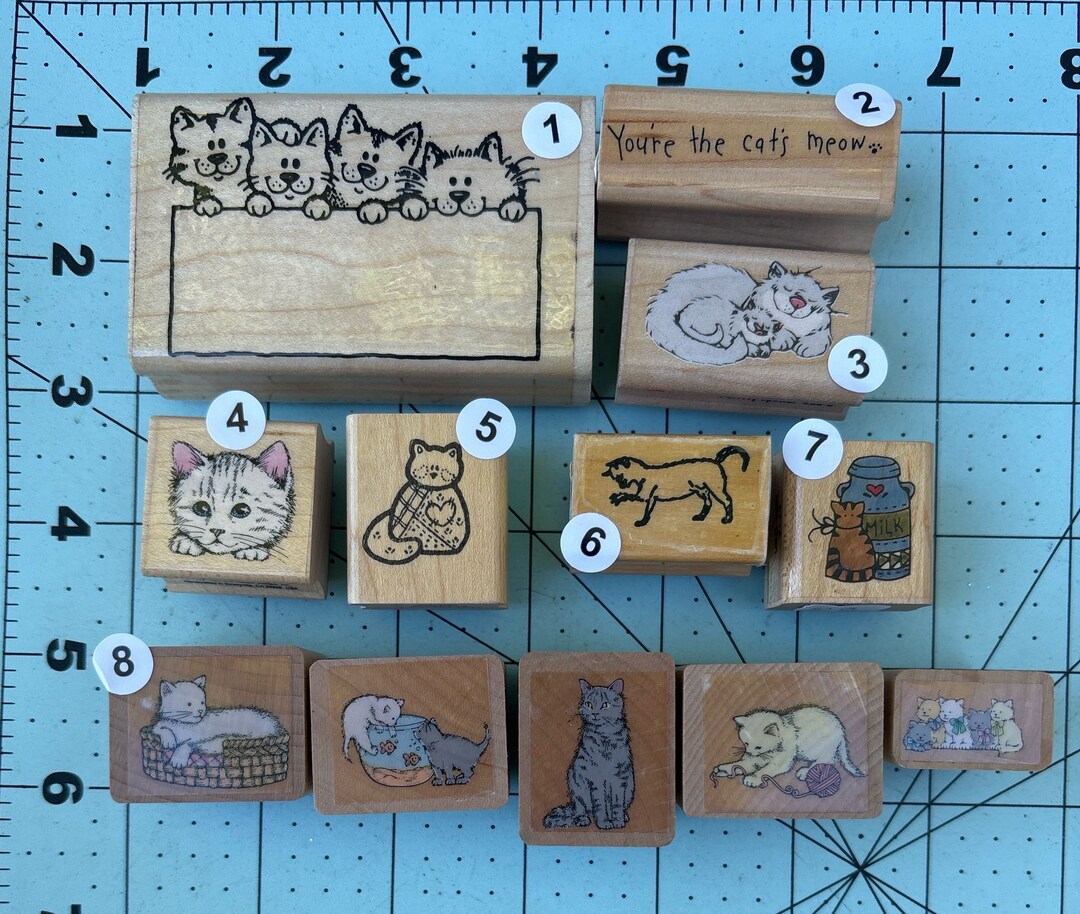 CATS Vintage Wood Mounted Rubber Stamps - Etsy