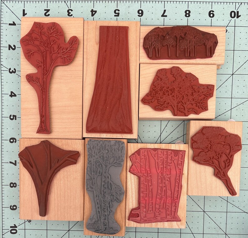 Trees Wood Mounted Rubber Stamps Vintage - Etsy