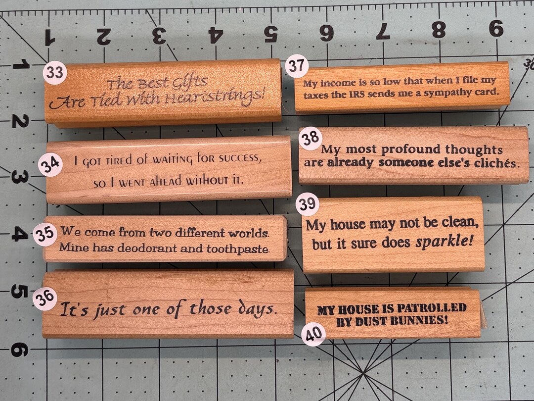 Verbiage Card Sentiments Wood Mounted Rubber Stamps Vintage - Etsy