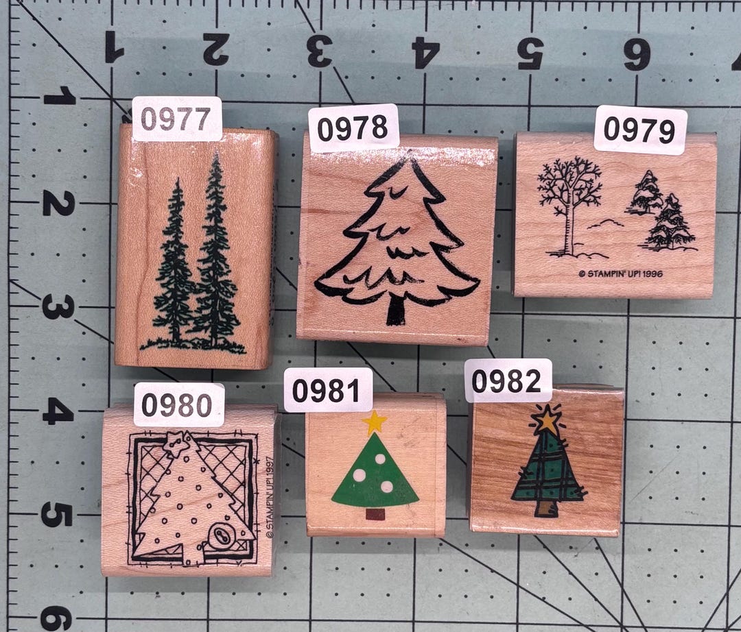 Pine Evergreen Christmas Trees Wood Mounted Rubber Stamps Vintage - Etsy