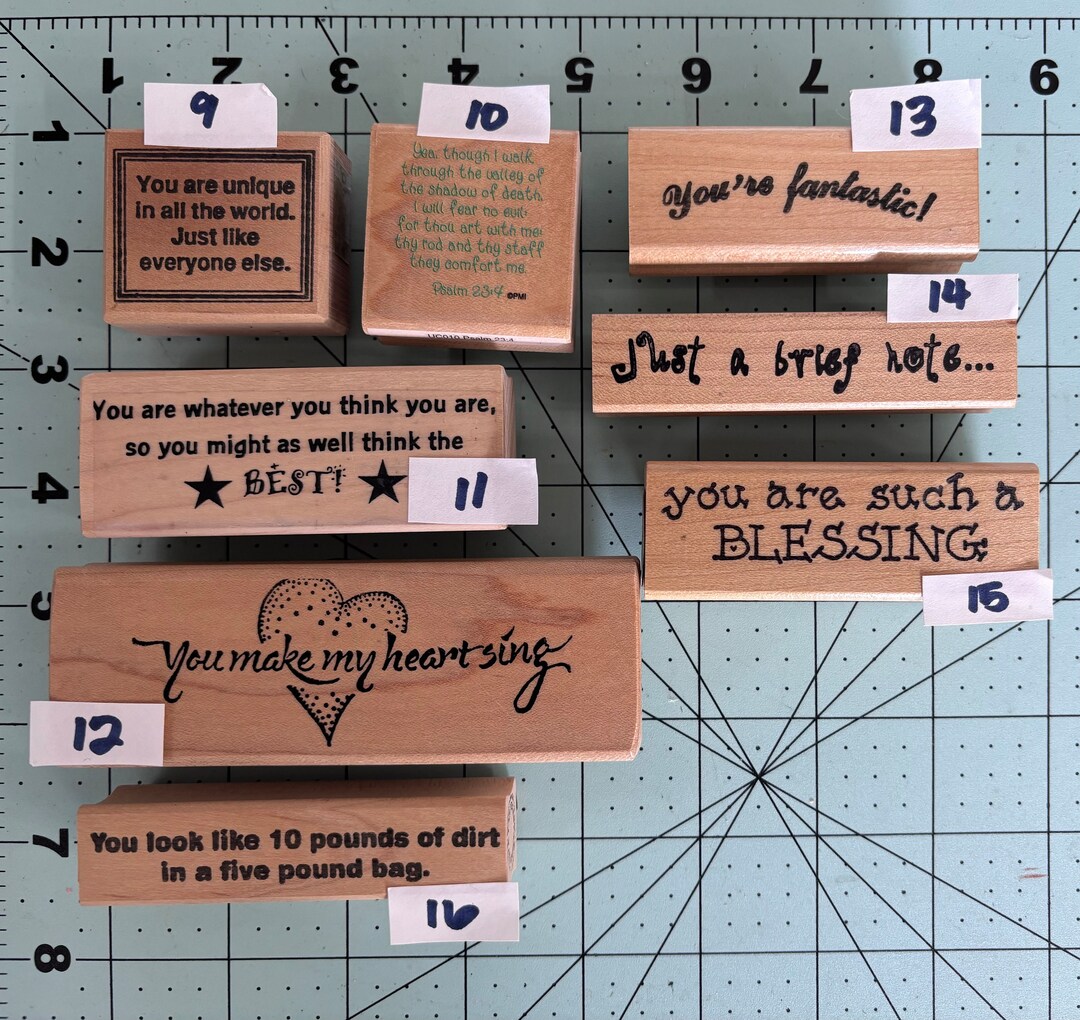 Verbiage Card Sentiments Wood Mounted Rubber Stamps Vintage - Etsy