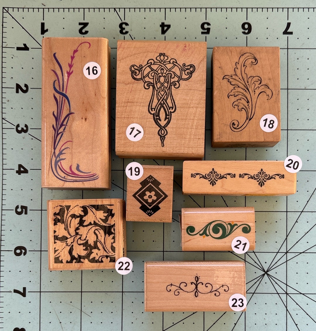 Scrolls Wood Mounted Rubber Stamps Vintage - Etsy