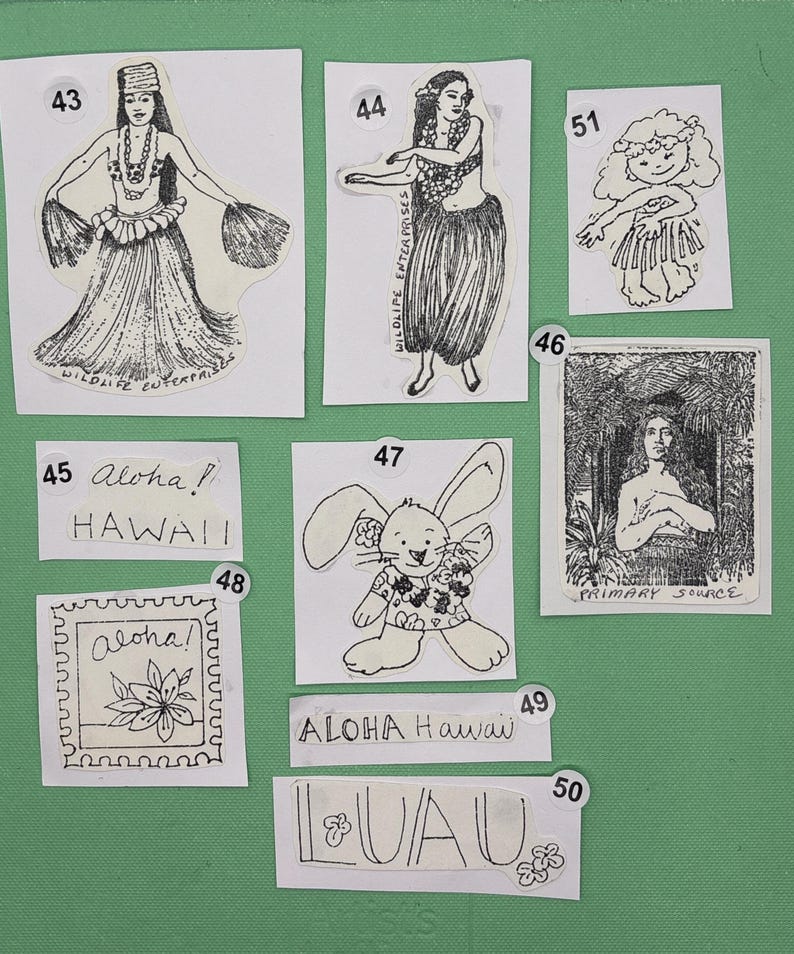 Unmounted Hawaiian Polynesian Aloha Rubber Stamps Rare Vintage Hook and ...