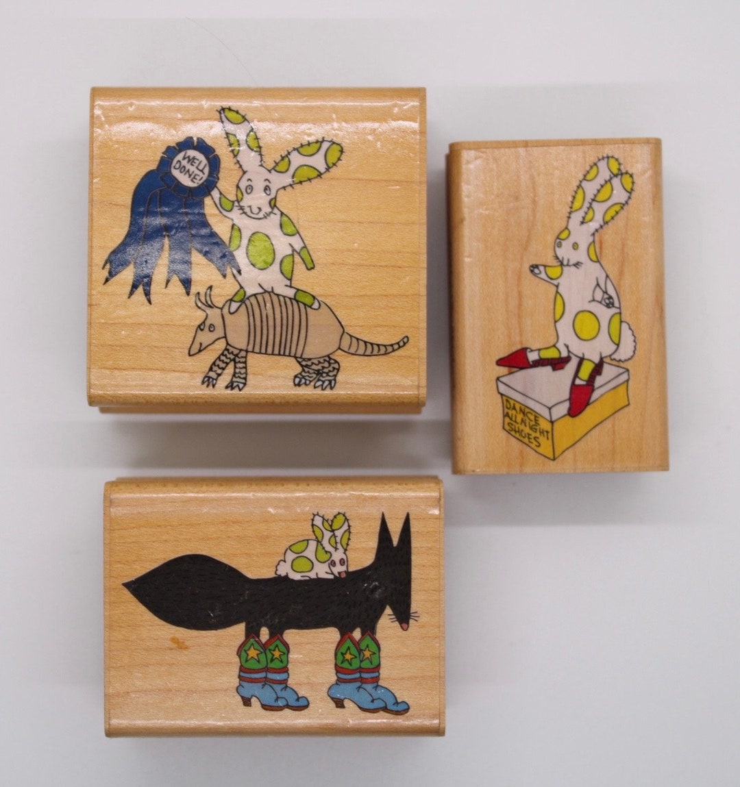 Rabbits Sandy Gullikson / Comic - Wood Mounted Rubber Stamps Vintage - Etsy