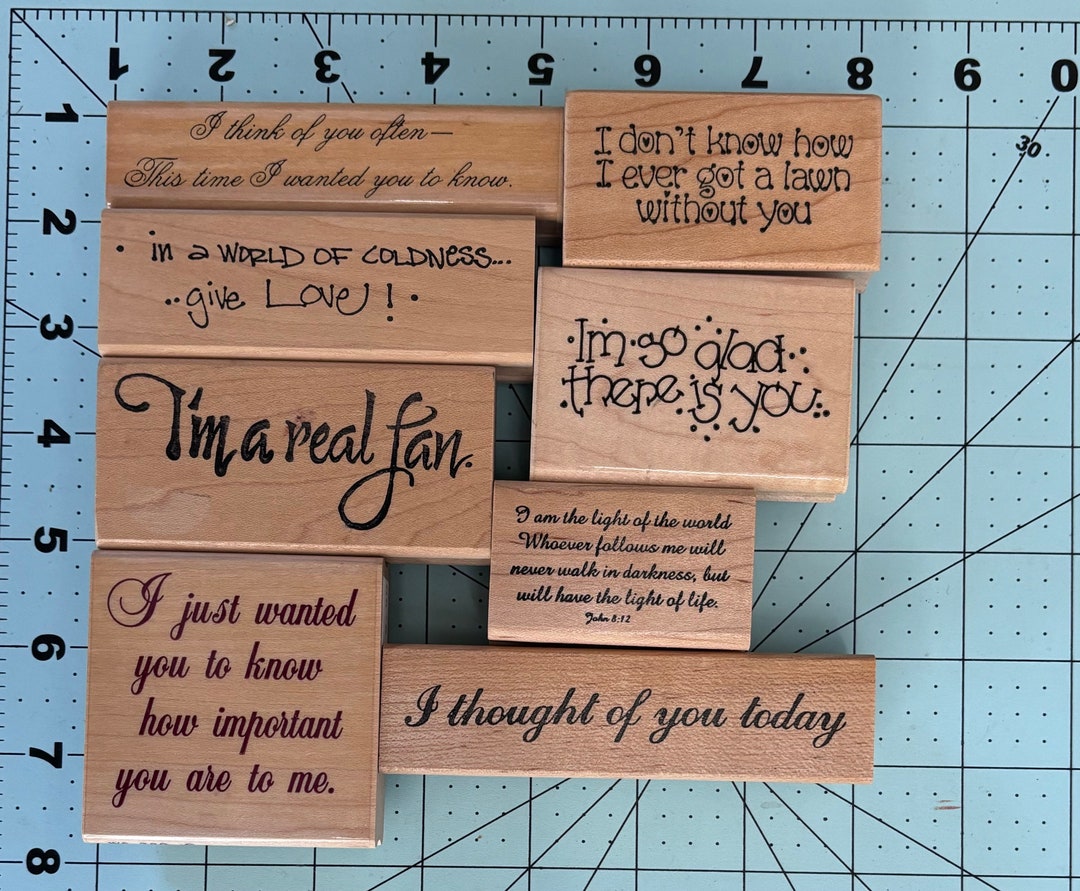Verbiage Card Sentiments Wood Mounted Rubber Stamps Vintage - Etsy