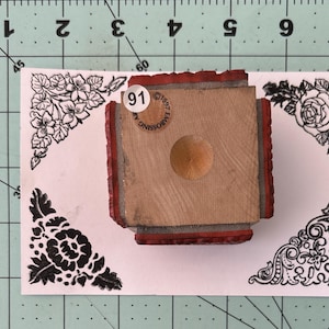 Corner 4 Stamp Square Wood Mounted Rubber Stamp Embossing Arts 1997 ...