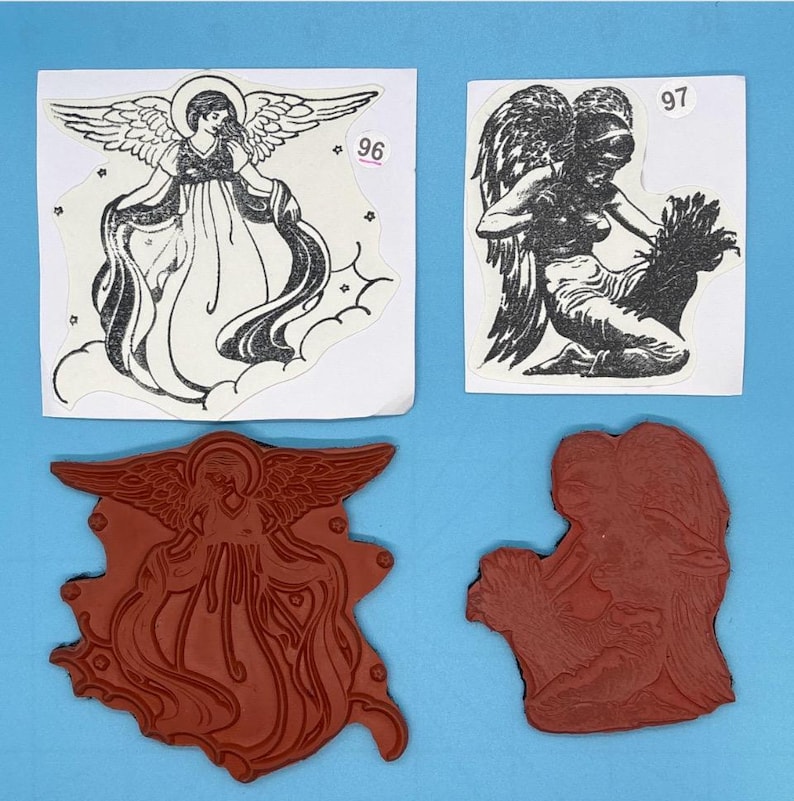 Unmounted Angels Rubber Stamp RARE Vintage Hook and Loop Backing - Etsy