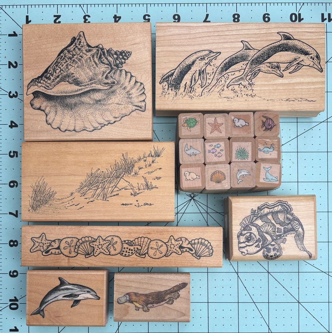 Sealife Dolphin Fish Ocean Scape Shells Vintage 1990’s Wood Mounted ...